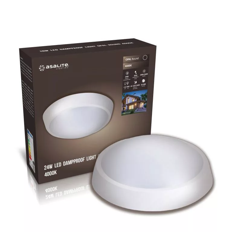 Asalite LED Dampproof Lamp IP65 24W 4000K (1800 lumen) Round